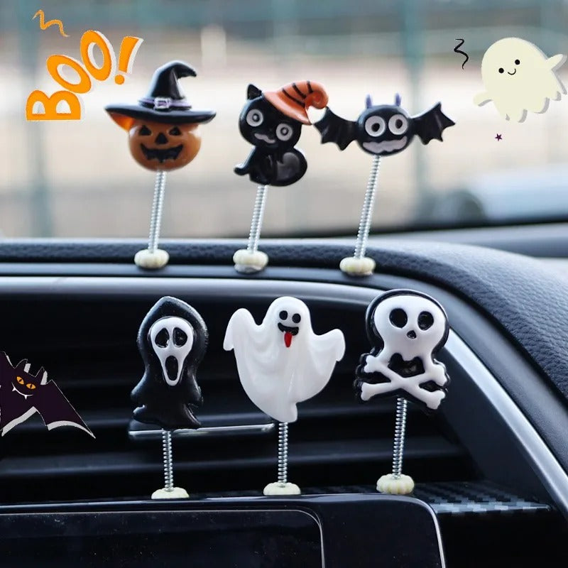 Halloween Cartoon Shaking Head Car Ornaments – Bat, Ghost, Wizard, Pum ...